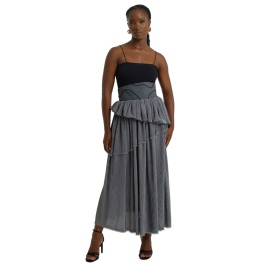 Green Pandora Skirt with Plissé Folds