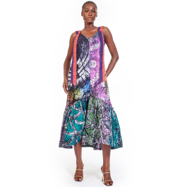 Atuko Dress - Stylish Sleeveless A-Line with Adorable Aso Oke Details