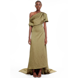 Draped Silk Dress with Exposed Backline | Modern Elegance