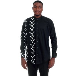 Cowrie Two Face Shirt – Bold Ankara Long Sleeve for Effortless Style