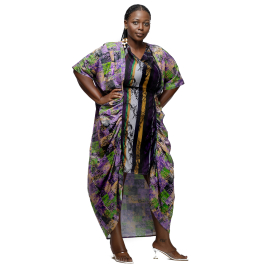 Tubou II – Elegant Boubou-Inspired Dress with Chantilly Lace
