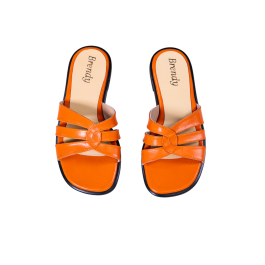 Flat orange mules with interlaced straps – Brendy